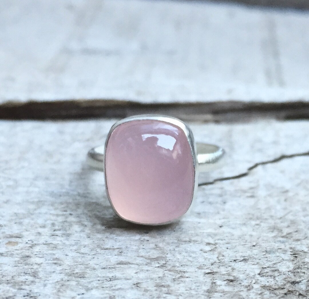 Romantic Light Pink Cushion Cut Birthstone Sterling Silver Ring | Pink ...