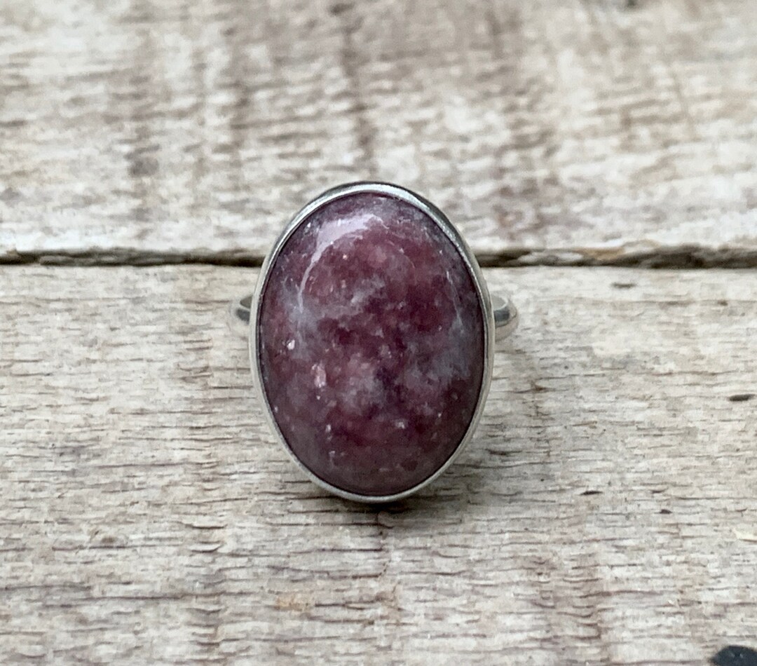 Dark Pink Purple Merlot Colored Oval Lepidolite Lithium Mica Sterling ...