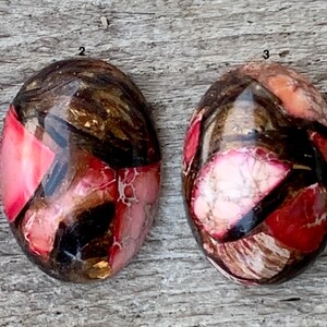 Oval Bright Pink Copper Sea Sediment Ocean Jasper Sterling | Etsy