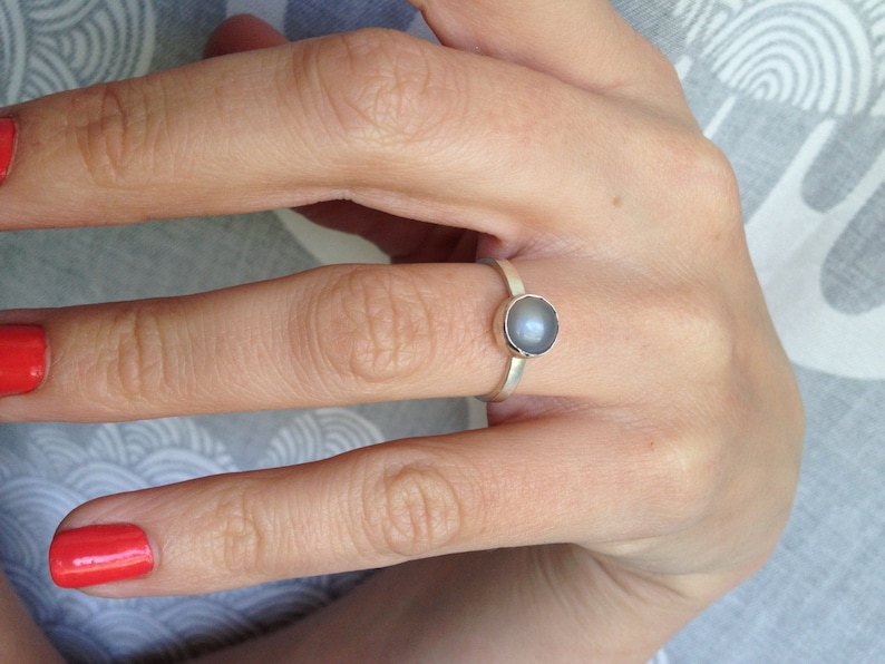 Elegant Purple Gray Moonstone Sterling Silver Solitaire Ring ...
