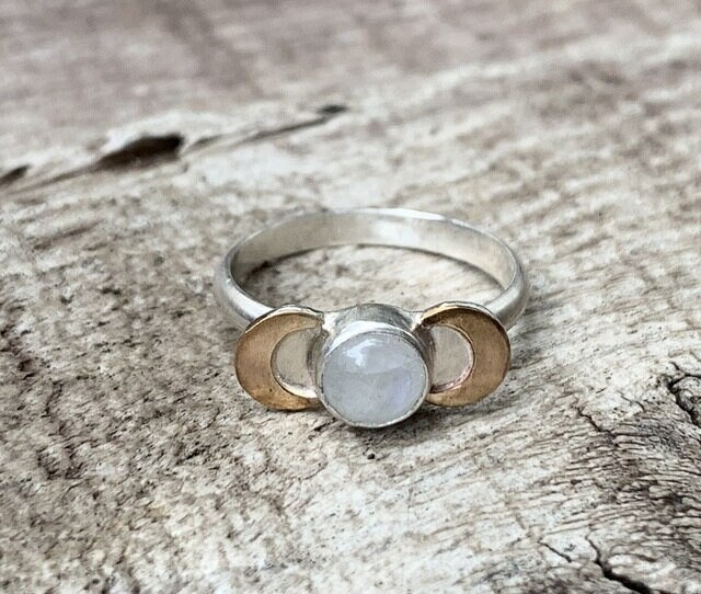 Witchy Goddess Moonstone 14 Karat Gold Filled Crescent Moon | Etsy