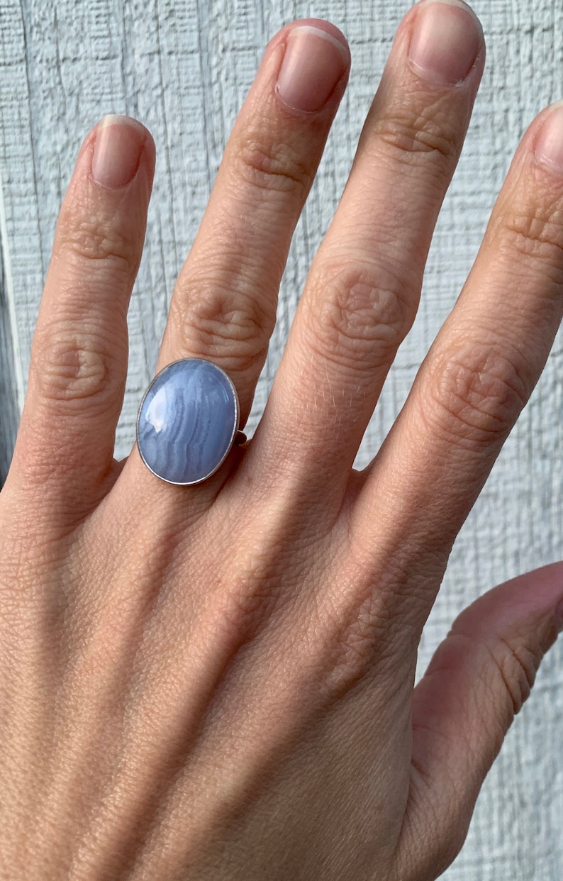 Elegant Oval Lilac Agate Sterling Silver Statement Ring - Etsy