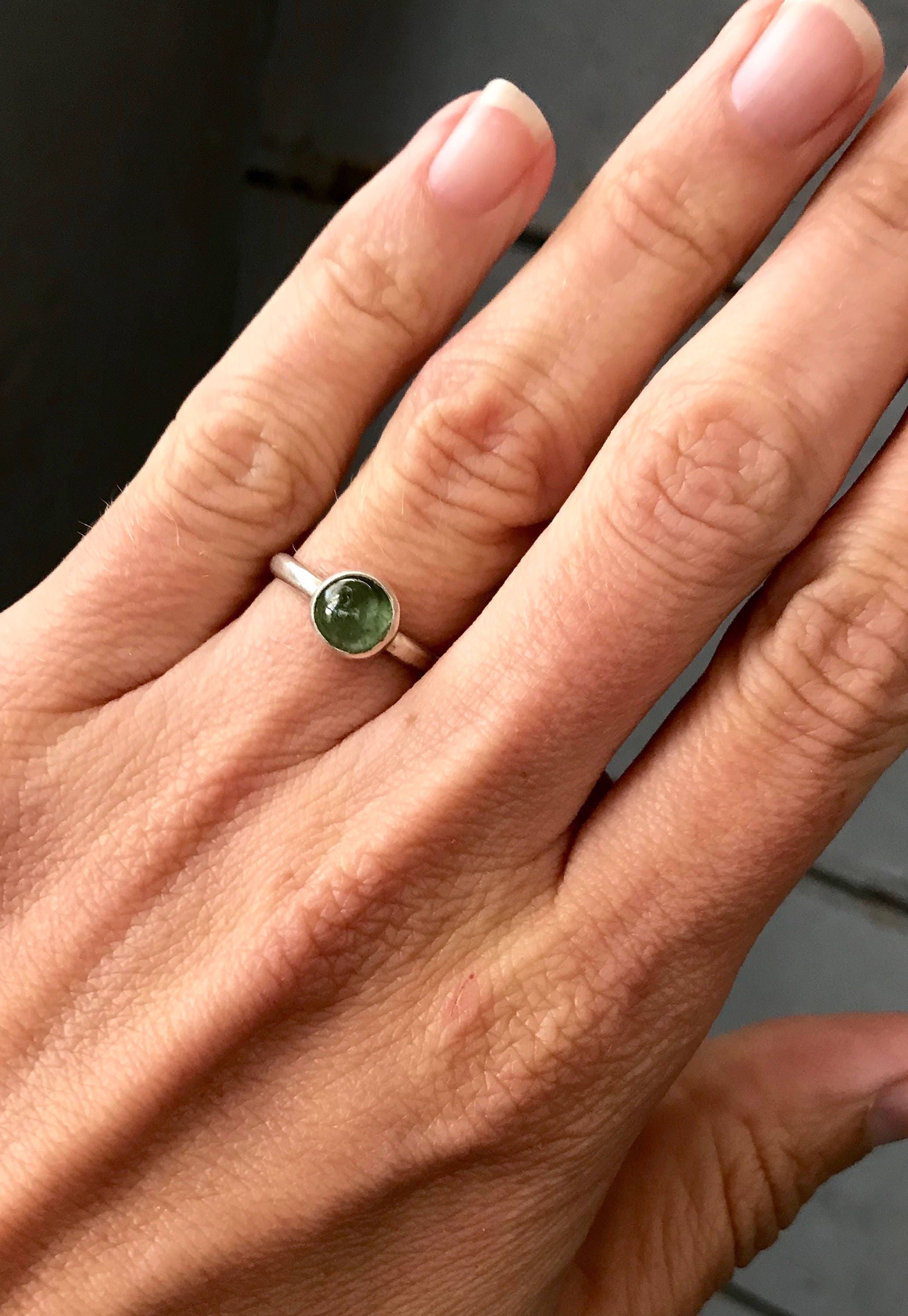 Elegant Small Round Tourmaline Sterling Silver Solitaire Ring | Etsy