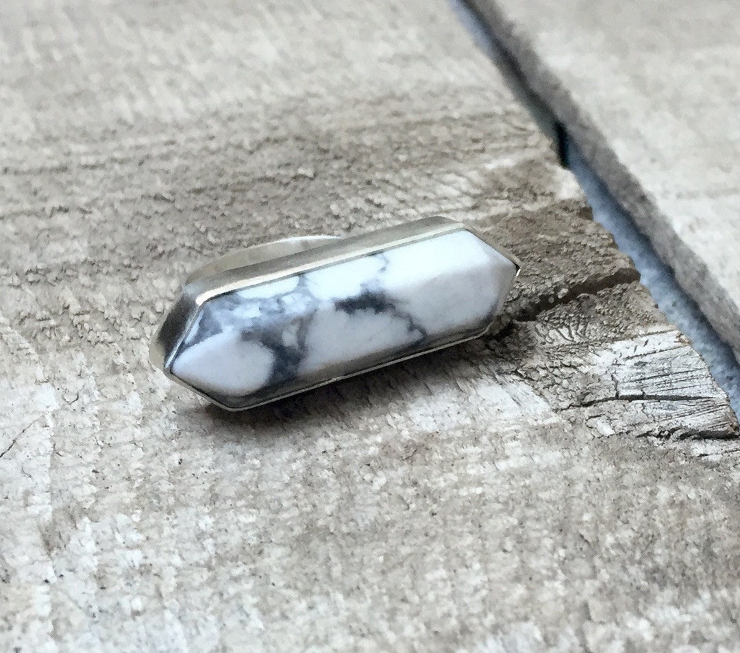 Hexagon White Grey Howlite Wand Double Terminated Point Horizontal ...