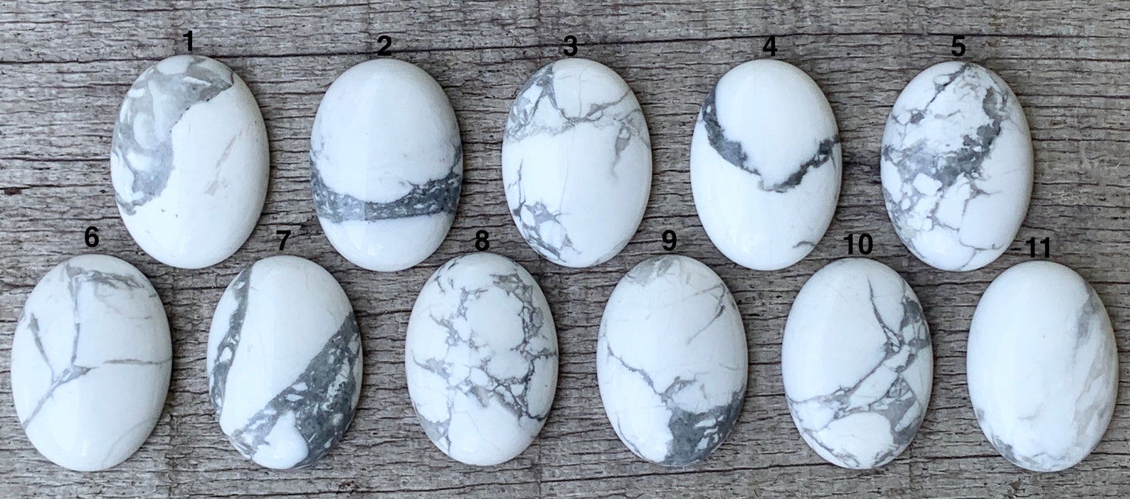 Large White Grey Oval Howlite Turquoise Boho Rocker Chic - Etsy