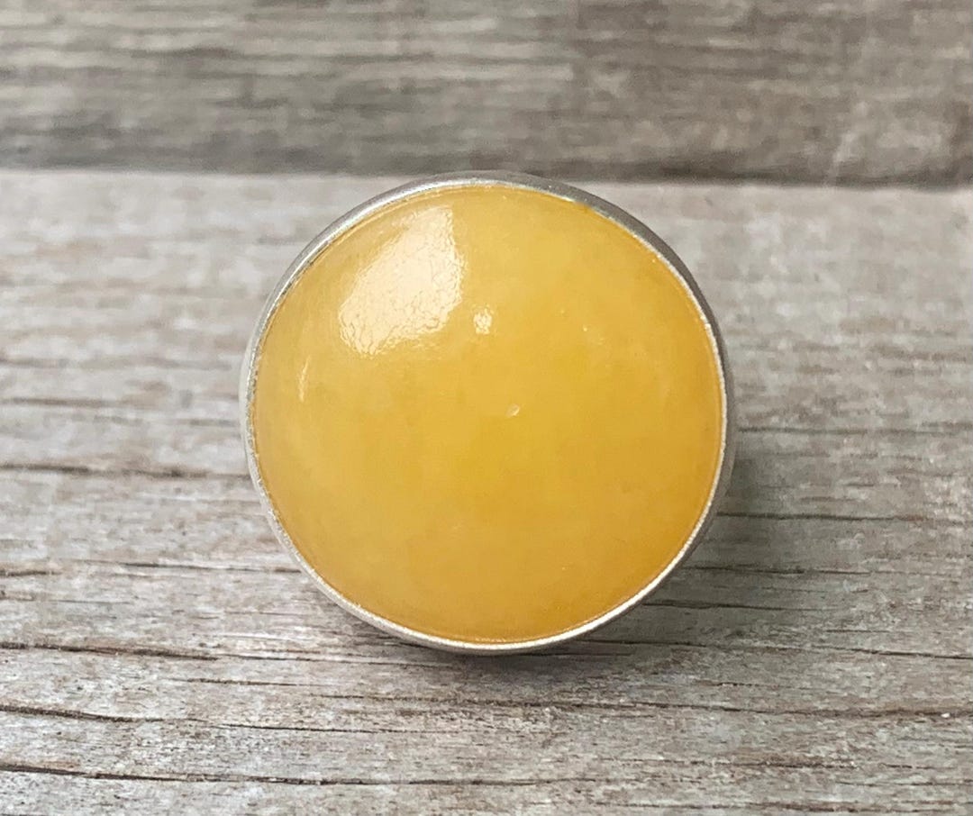 Large Round Yellow or Orange Jadeite Sterling Silver Ring | Large Round ...