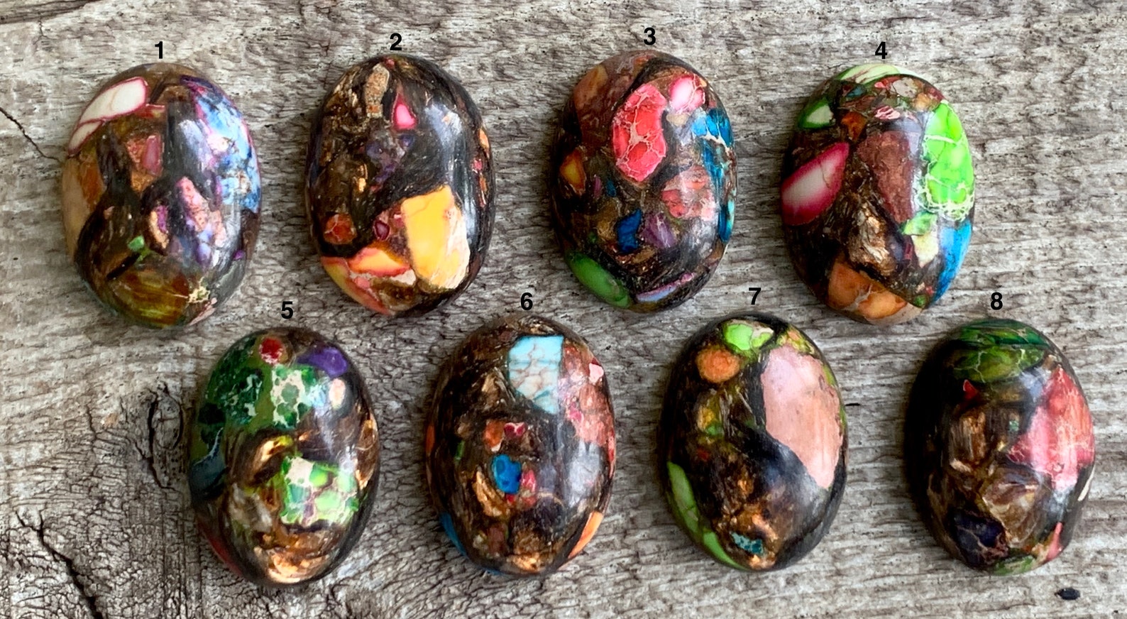 Large Oval Neon Pink Blue Green and Copper Ocean Jasper | Etsy