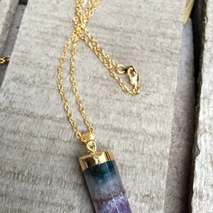 Gold Dipped Purple Amethyst Round Cylinder Tube Crystal Pendant ...