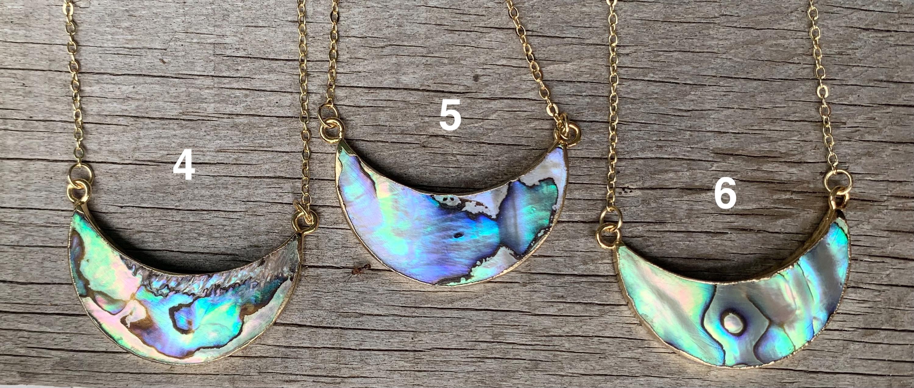Gold Dipped Half Moon Crescent Abalone Shell Necklace | Beachy | Boho ...