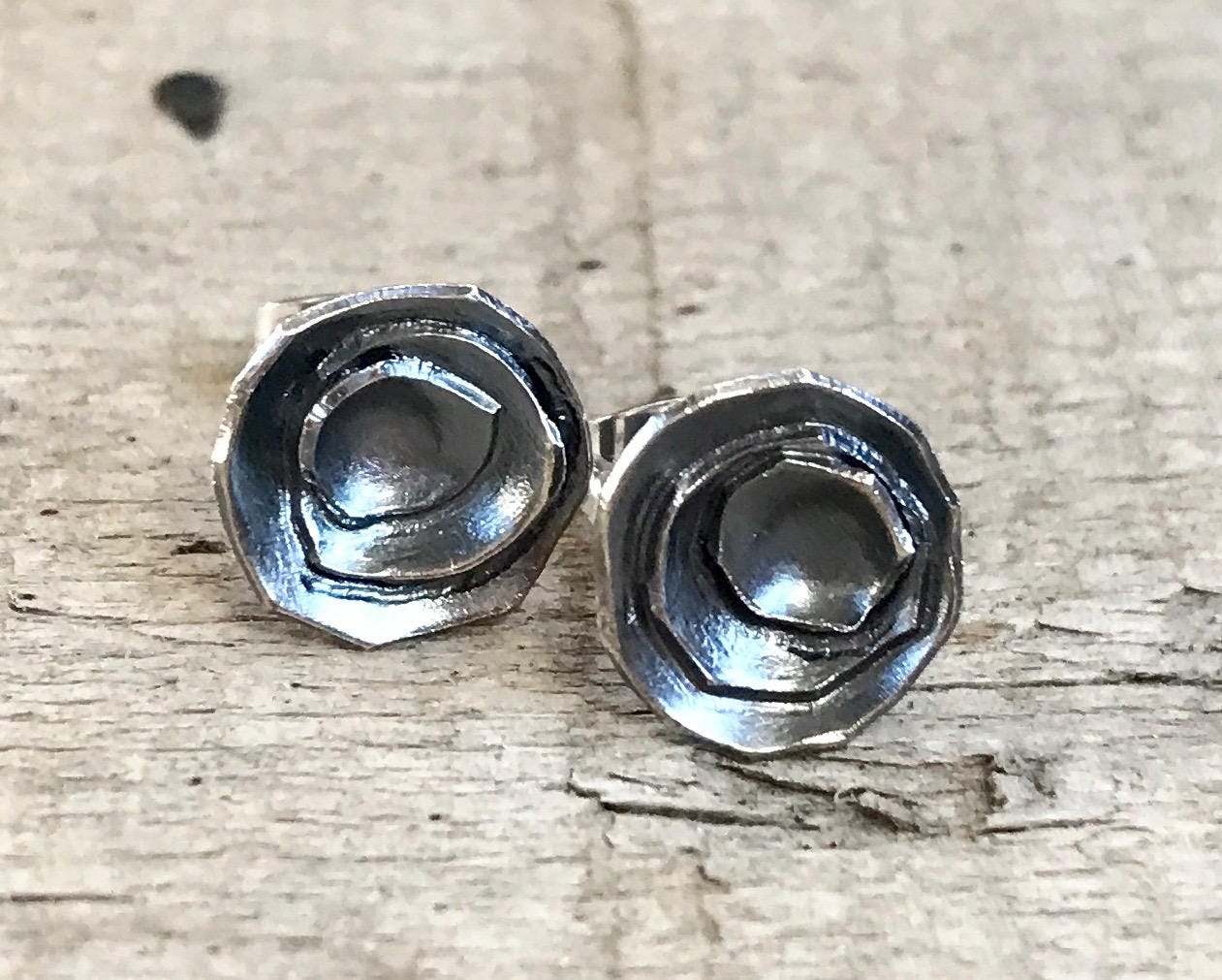 Haptic Collection Sterling Silver Organic Free Form Circle Stud ...