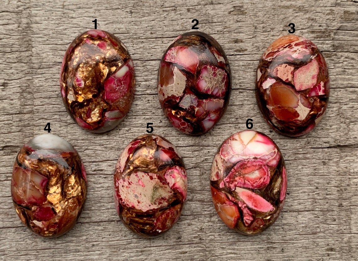 Oval Bright Pink Copper Sea Sediment Ocean Jasper Sterling - Etsy