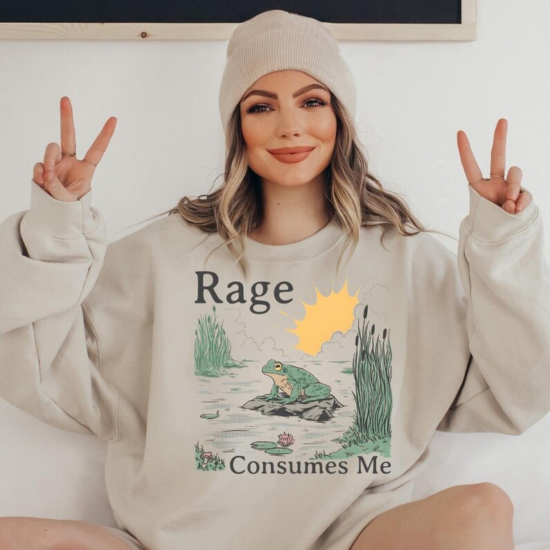 Rage Consumes Me PNG | Funny Frog Meme PNG | Vintage Aesthetic Frog ...