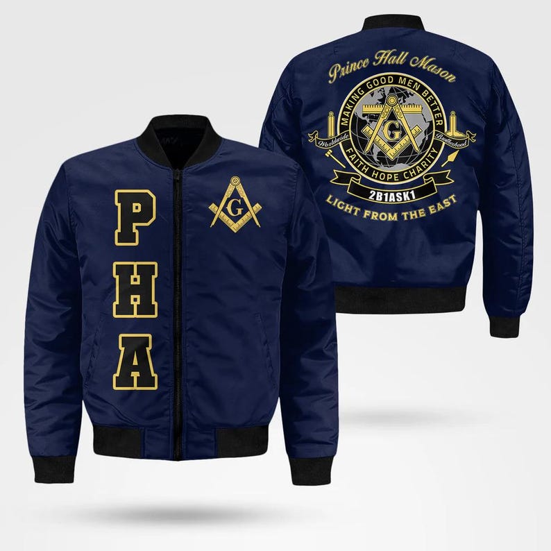 Prince Hall Mason Bomber Jacket, Freemason Outerwear - Etsy