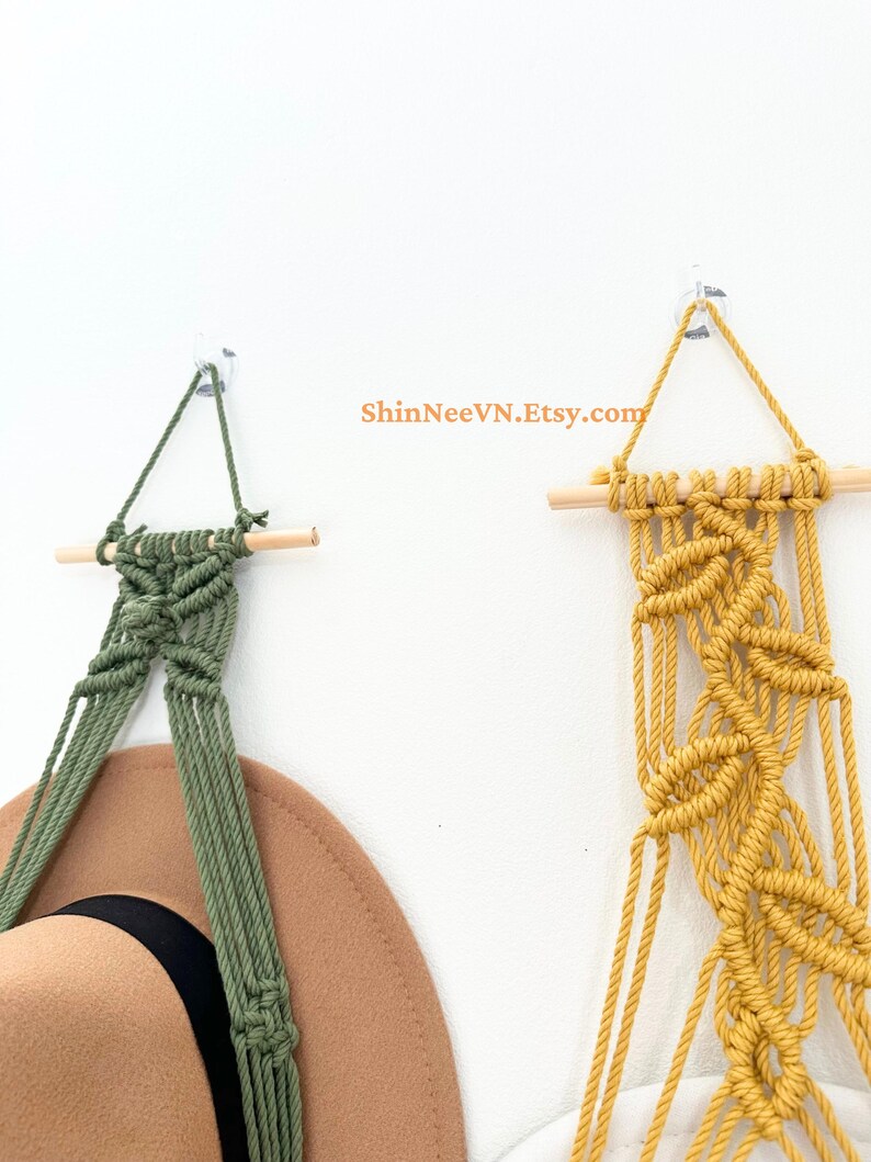 Macrame Cap Holder, Macrame Hat Holder, Boho Hat Hanger, Hat Wall ...