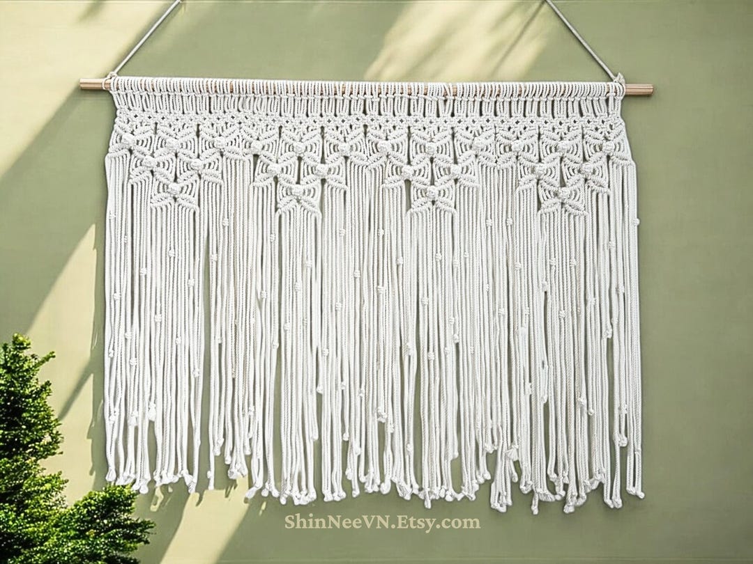 Macrame Window Valance, Macrame Curtain, Boho Home Decor Custom Valance ...