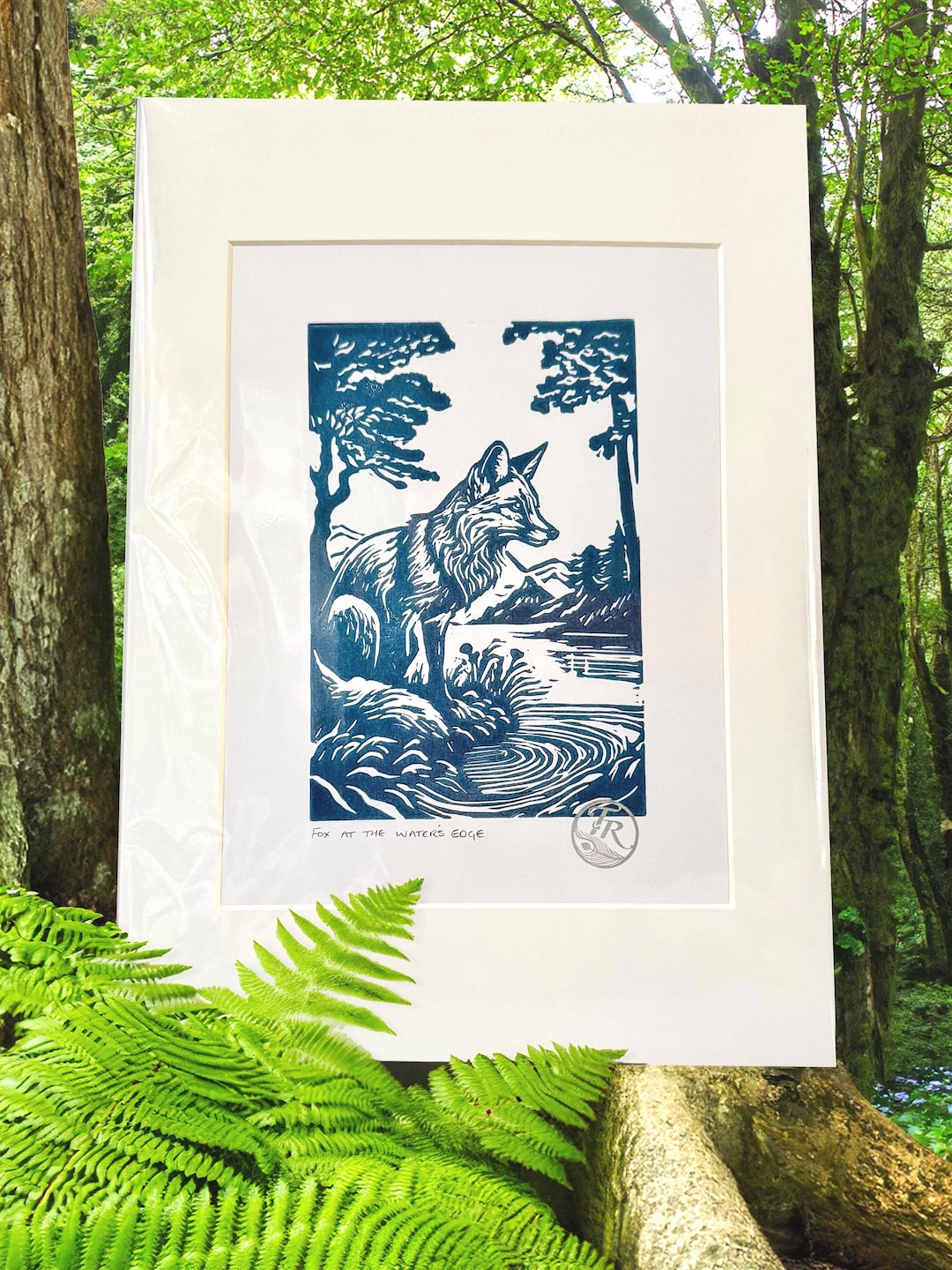 Fox at the Water's Edge: Original Lino Print/ Linocut, Hand-printed Art ...