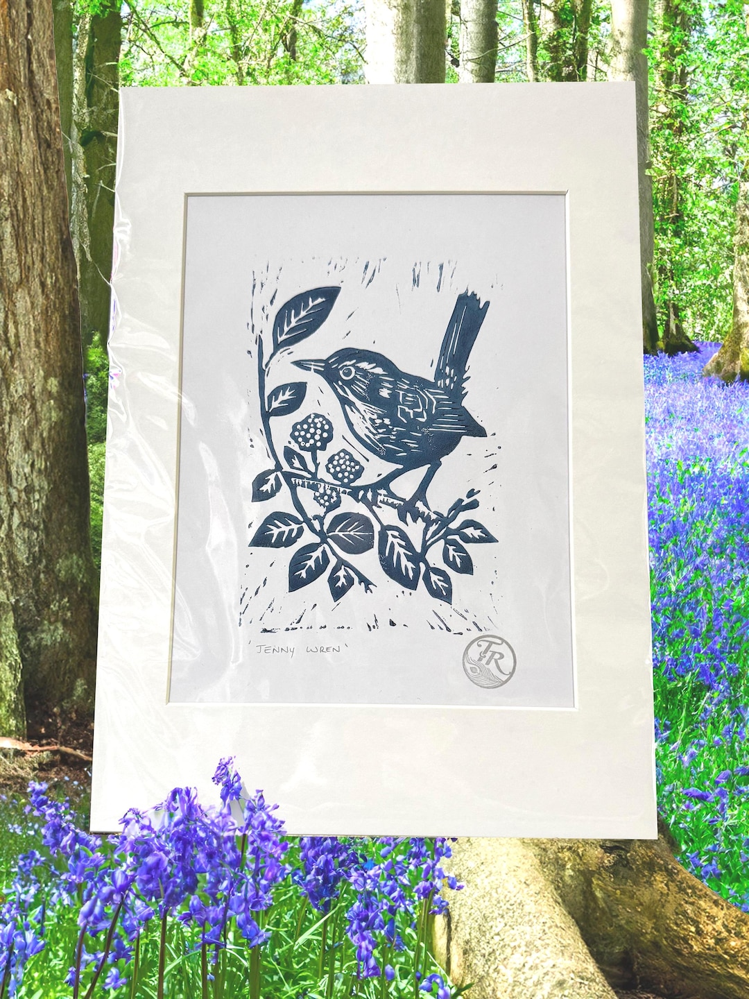 Jenny Wren: Original Lino Print/ Linocut, Hand-printed Art (prussian ...