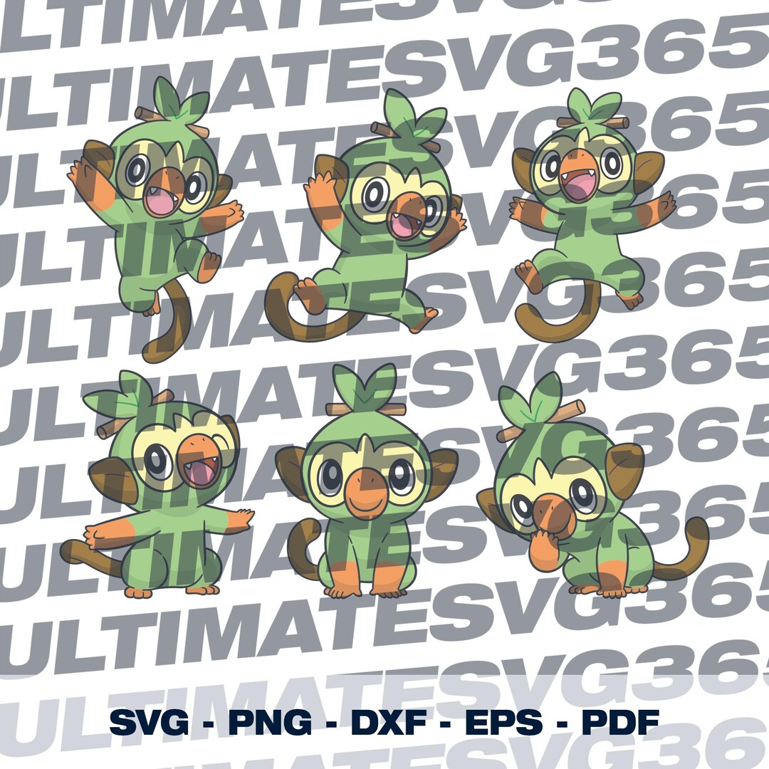 6 Pcs. Grookey and Pokeball Bundle - Digital File, Instant Download - Etsy