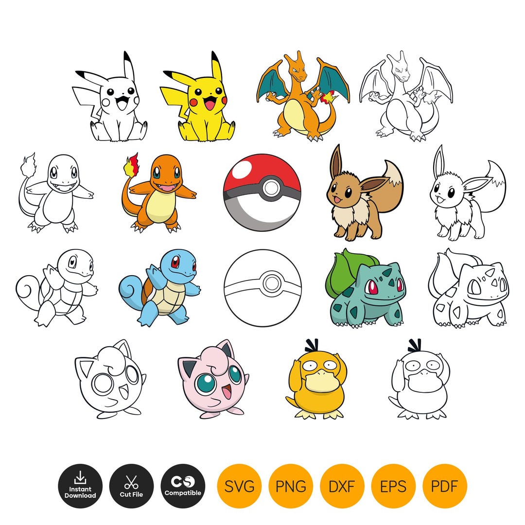 Pokemon Starter Pack and Pokeball - Digital File, Instant Download - Etsy