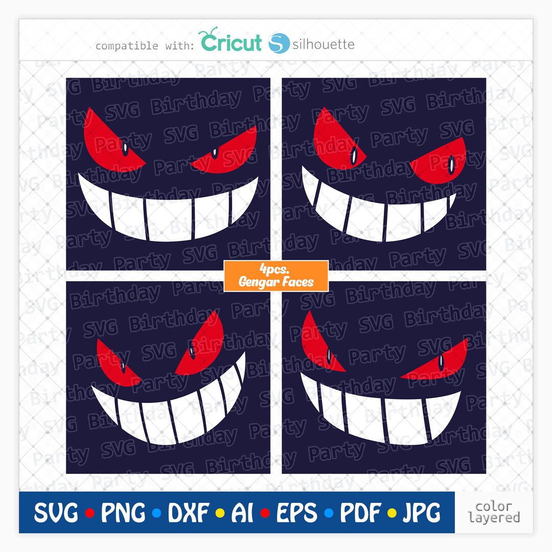 4 Pcs. Gengar Face - Digital File, Instant Download - Etsy