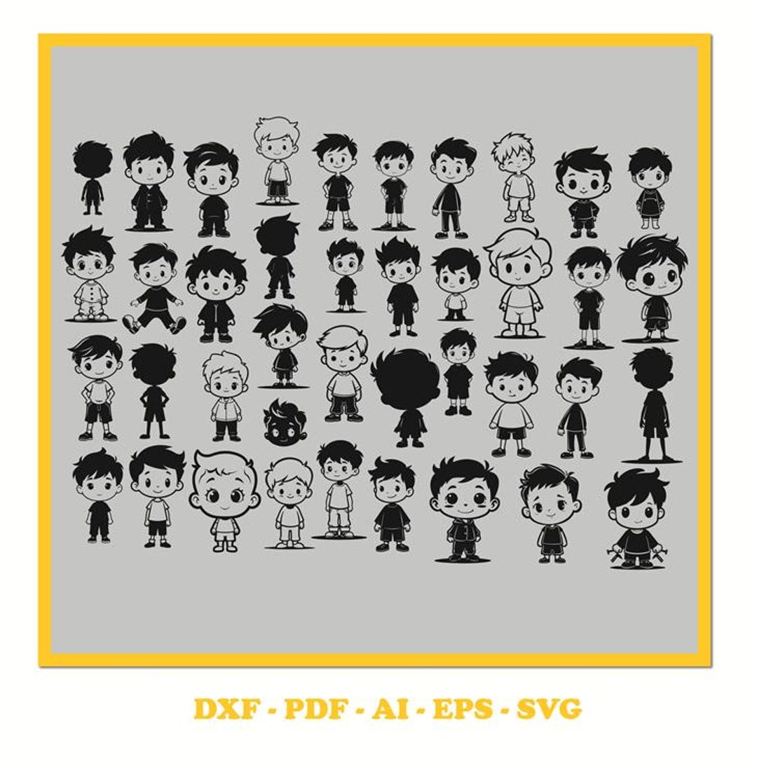 Little Boy Design Bundle – SVG Cutting File With Swashes (svg, Pdf, DXF ...