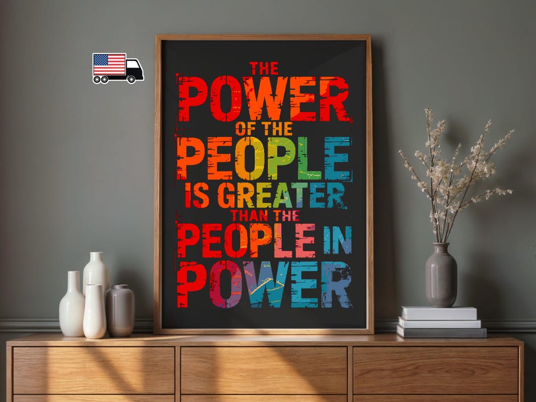 The Power of the People Poster, Pro-democracy Resistance Rainbow Wall ...