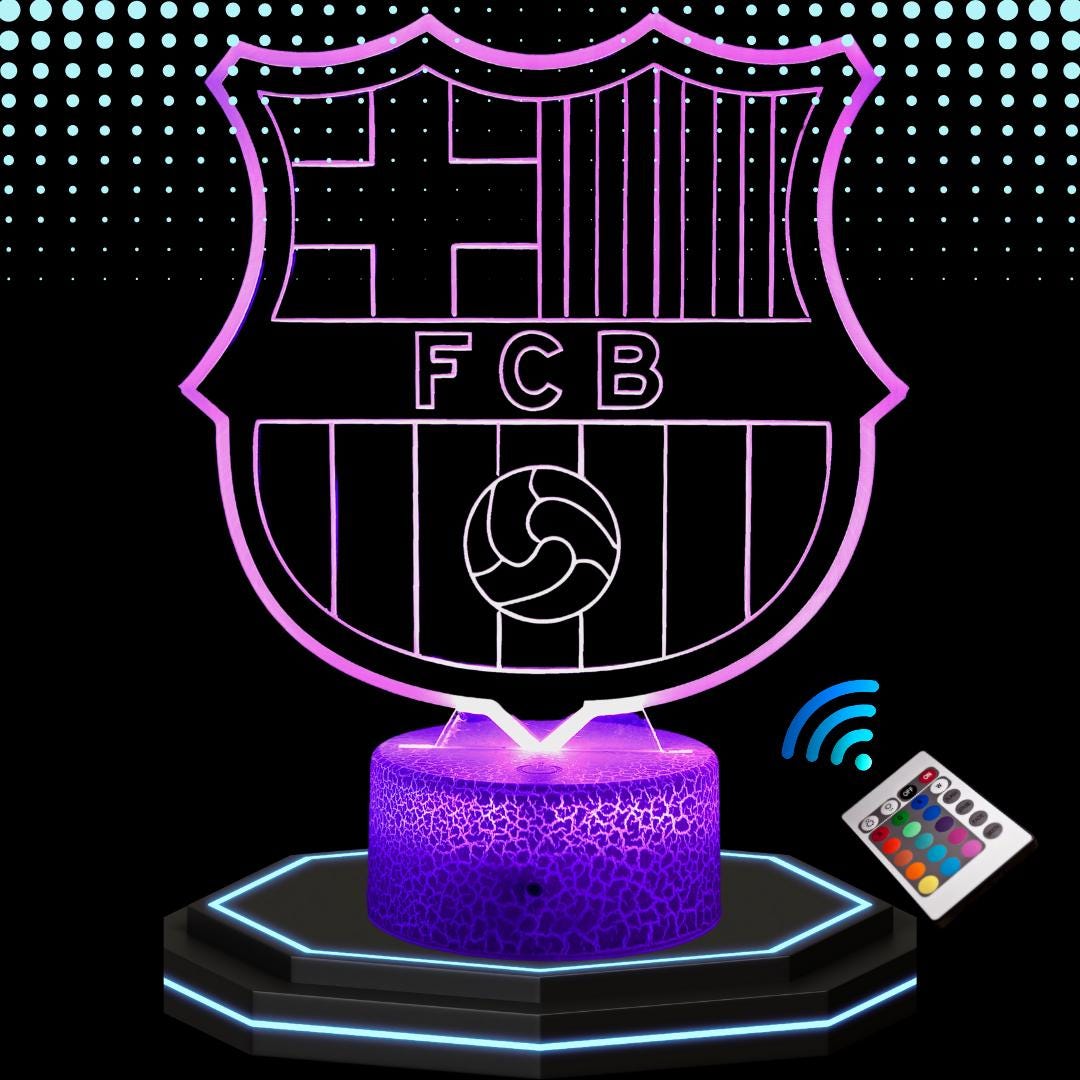 3D LED Bedside Lamp - FC Barcelona Football | Children's Night Light ...