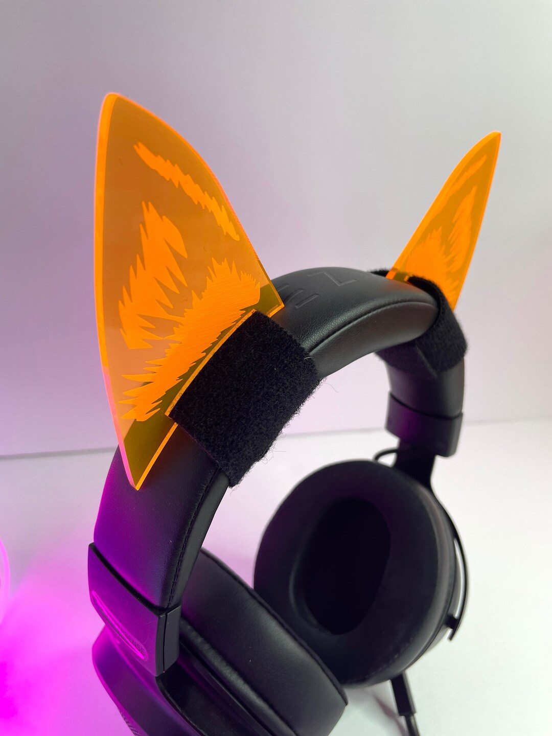 Headphone Gamer/rave Fox Ears/fluorescent Neon Acrylic/glows in ...