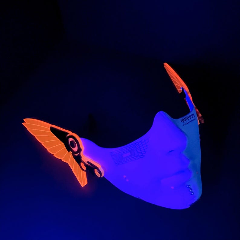 Cyberpunk Mecha Mask/half Face Mask With Fluorescent Neon Pink Mecha ...