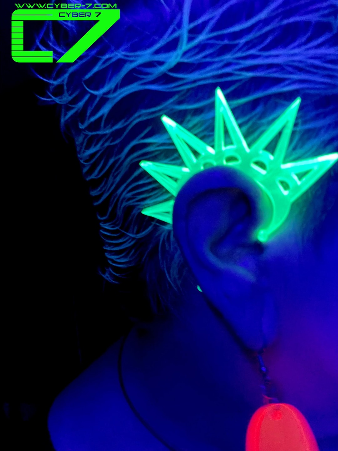 Cyberpunk Spike Ear Cuffs/fluorescent Neon Acrylic/glows in Blacklight ...