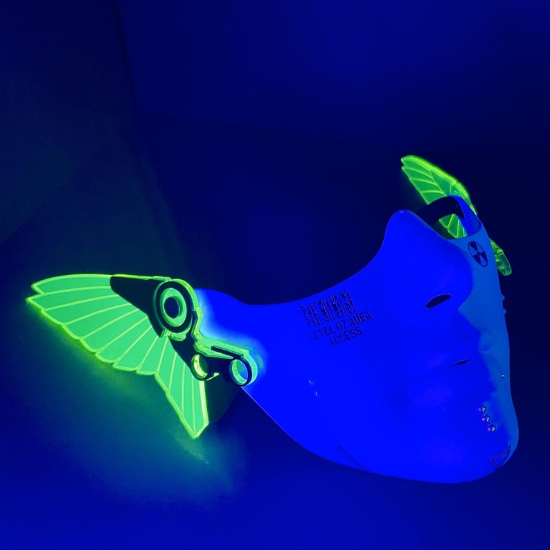 Cyberpunk Mecha Mask/half Face Mask With Fluorescent Neon Green Mecha ...