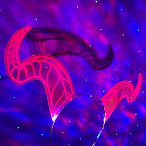 Dragon/devil Horns/fluorescent Neon Acrylic/cyberpunk/rave/glows in ...
