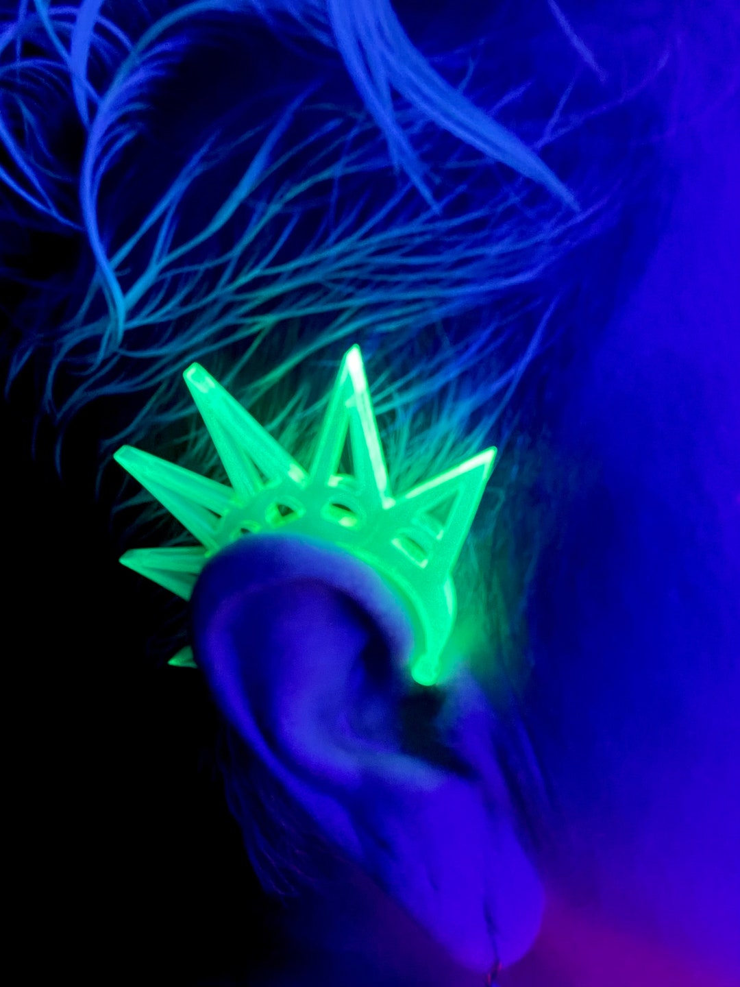 Cyberpunk Spike Ear Cuffs/fluorescent Neon Acrylic/glows in Blacklight ...