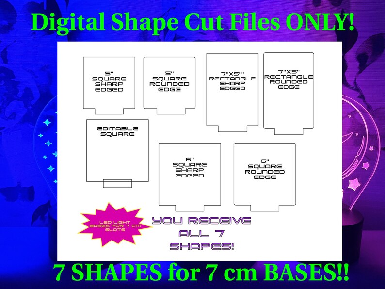 LED Light Base Shape Templates for Acrylic LED Lights/ Vector - Etsy