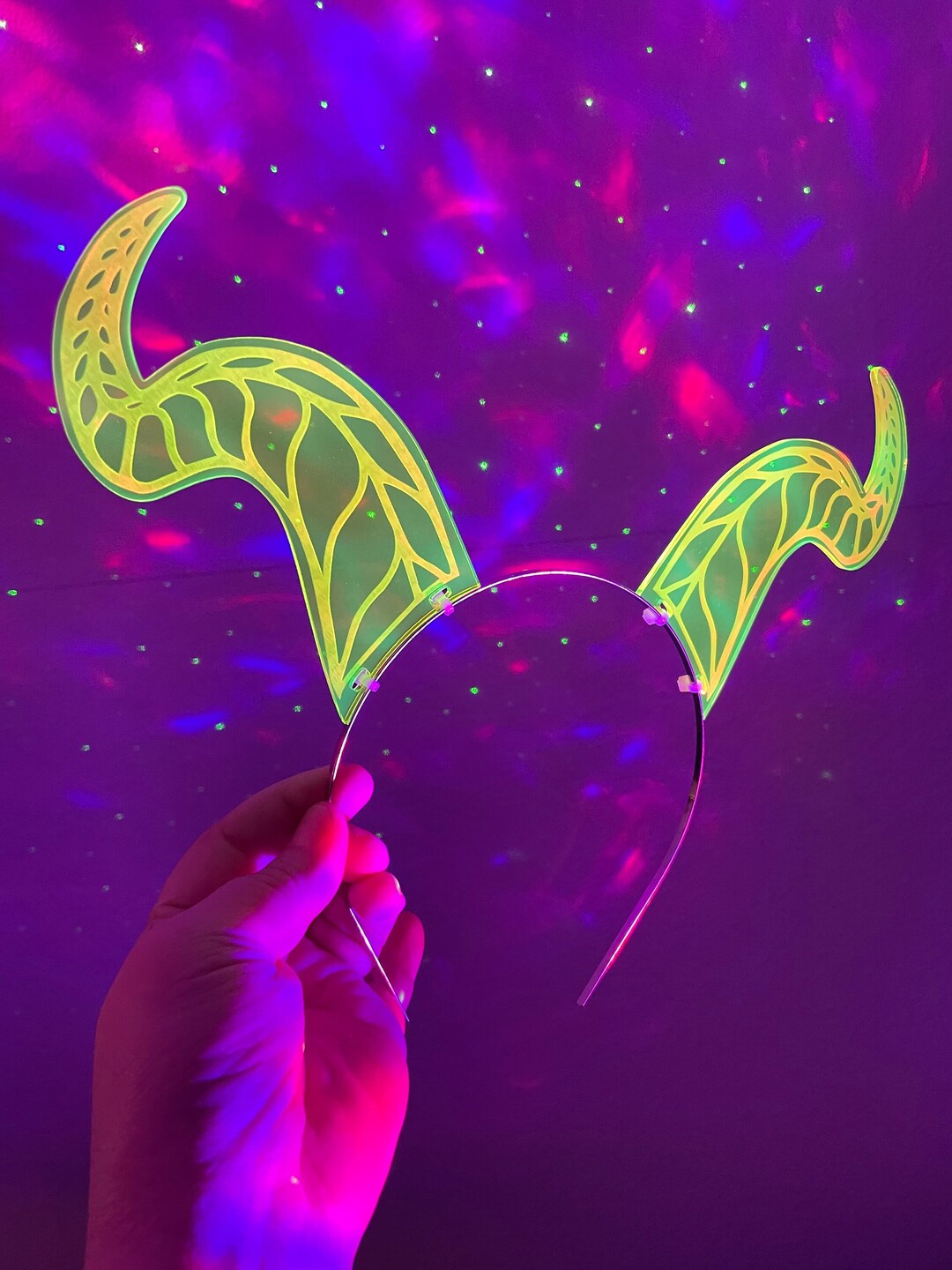 Dragon/devil Horns/fluorescent Neon Acrylic/cyberpunk/rave/glows in ...