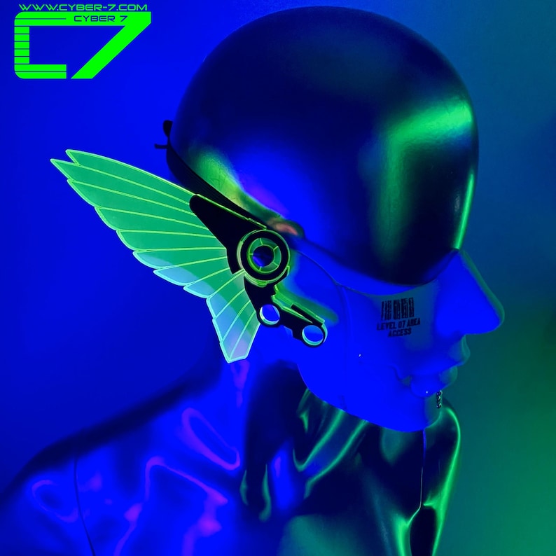 Cyberpunk Mecha Mask/half Face Mask With Fluorescent Neon Green Mecha ...