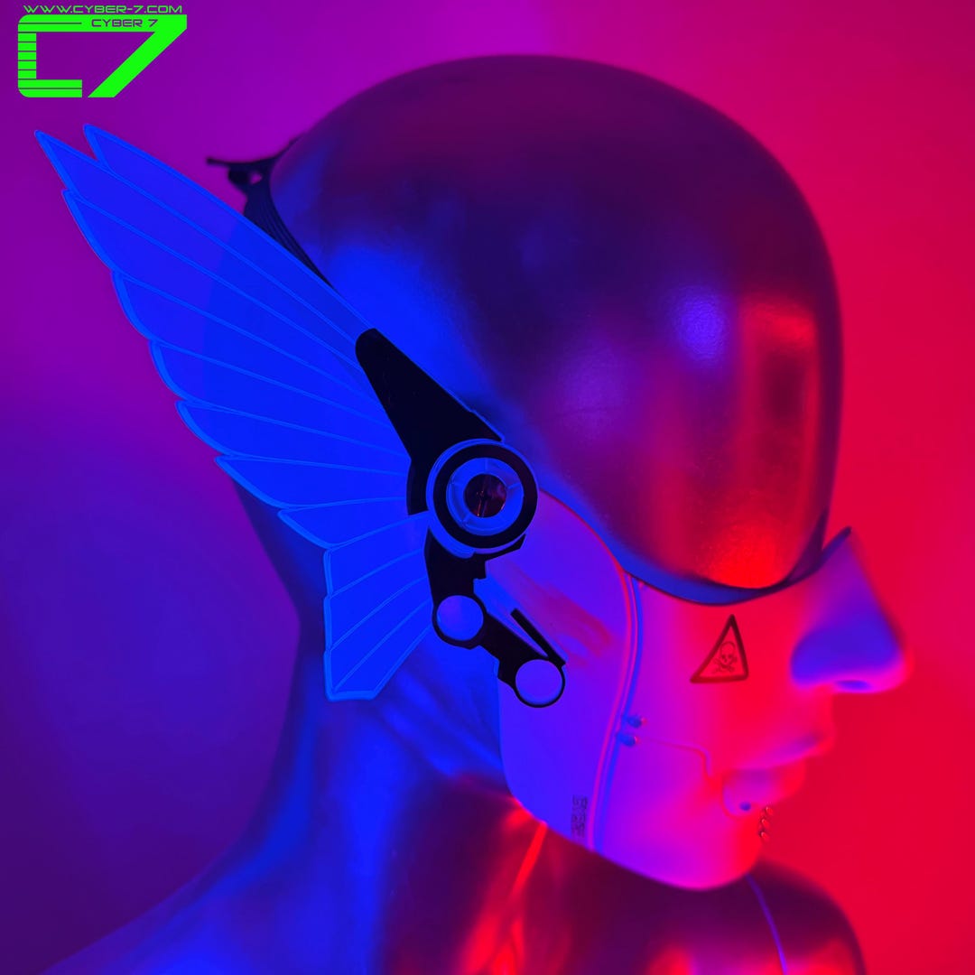 Cyberpunk Mecha Mask/half Face Mask With Fluorescent Neon Blue Mecha ...