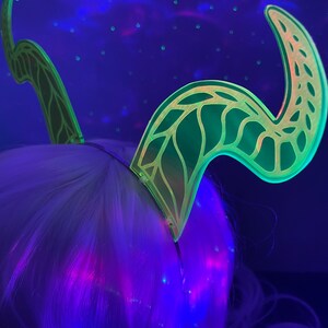 Dragon/devil Horns/fluorescent Neon Acrylic/cyberpunk/rave/glows in ...