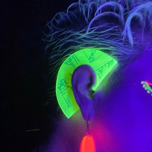 Cyberpunk Circuit Board Ear Cuffs/fluorescent Neon Acrylic/glows in ...