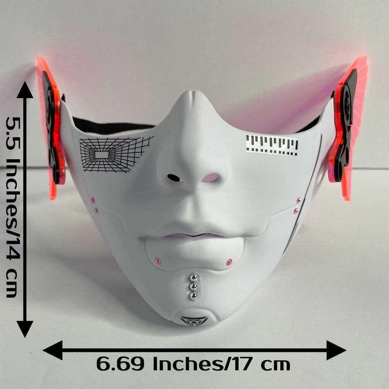 Cyberpunk Mecha Mask/half Face Mask With Fluorescent Neon Pink Mecha ...