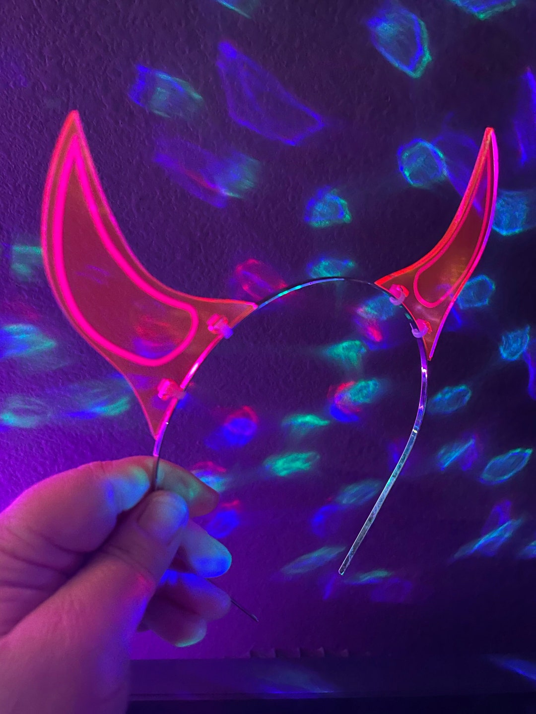 Devil Horns Headband/rave/fluorescent Neon Acrylic/glows in Blacklight ...