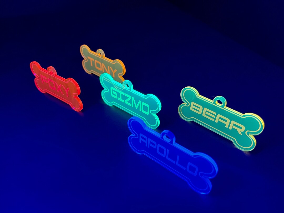 Personalized Dog Tag/fluorescent Neon Acrylic/edc/pup Charm/raver - Etsy
