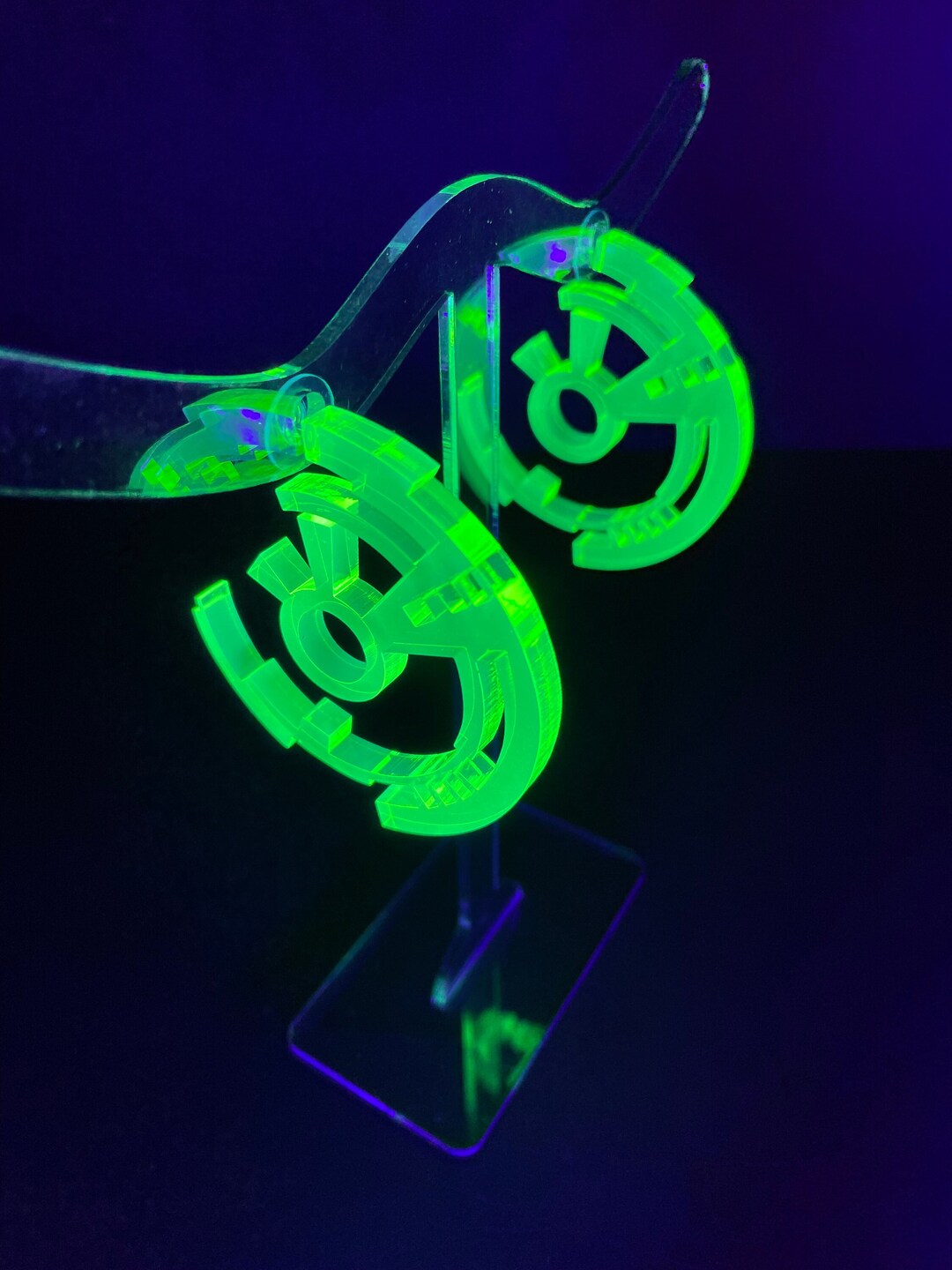 Cyberpunk Disc Necklace and Earrings/fluorescent Neon Acrylic ...