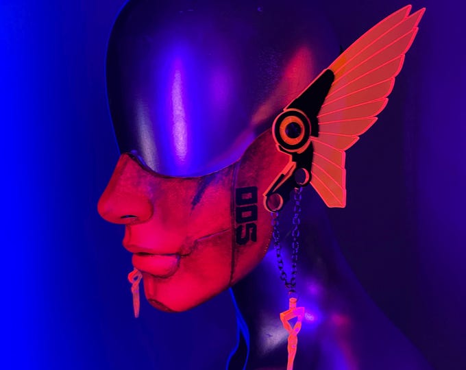 Volcanic Cyberpunk Mecha Mask/half Face Mask With Fluorescent Neon Pink ...