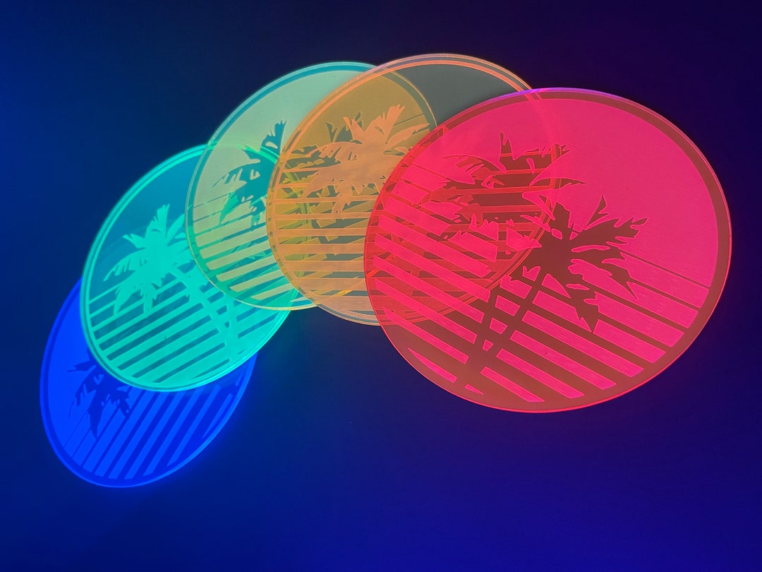 Vaporwave Palm Tree Sunset Coasters/5 Piece Set/fluorescent Neon ...