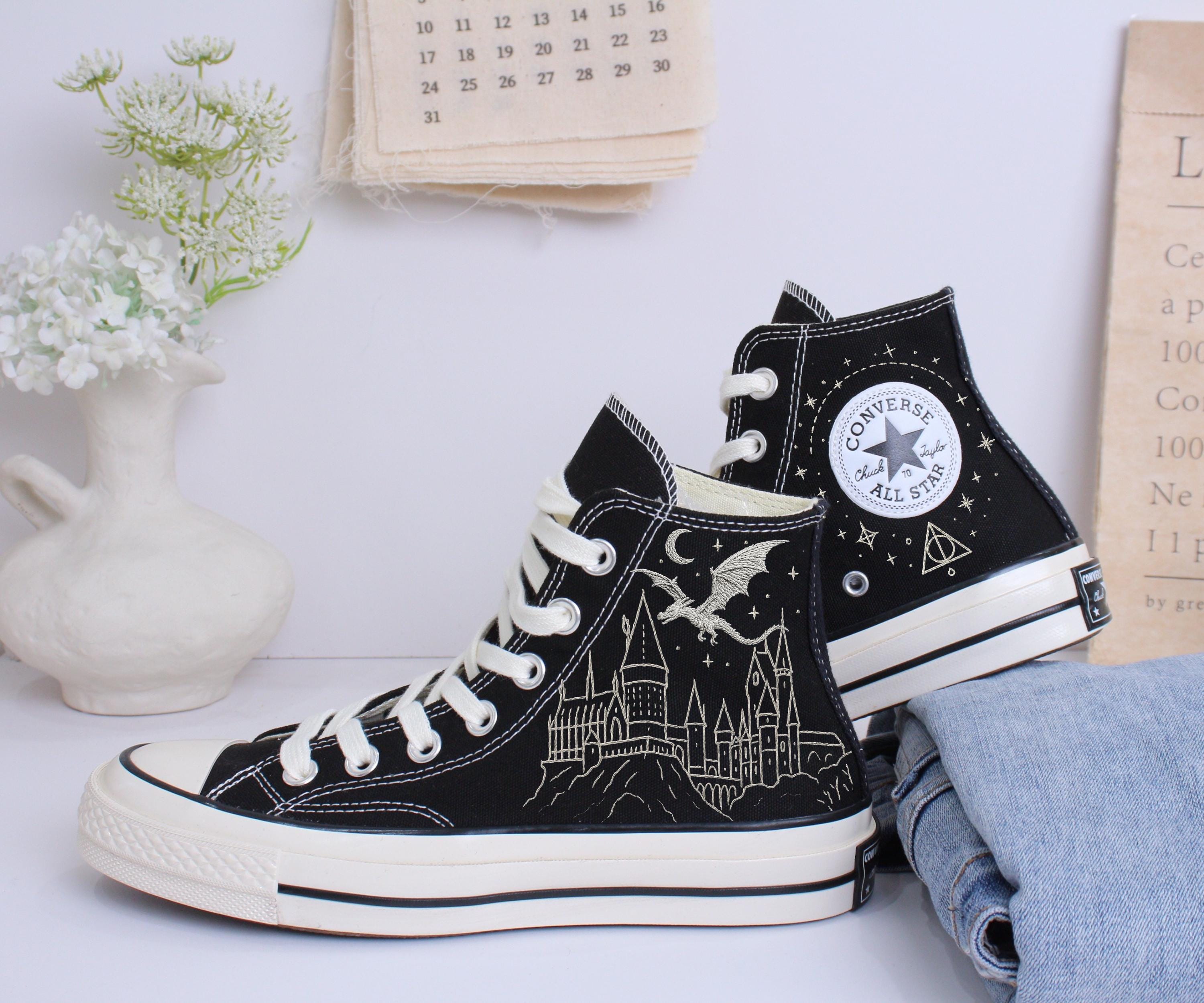 Embroidered Dragon Converse Chuck Taylor: Custom Wizard Converse - Etsy
