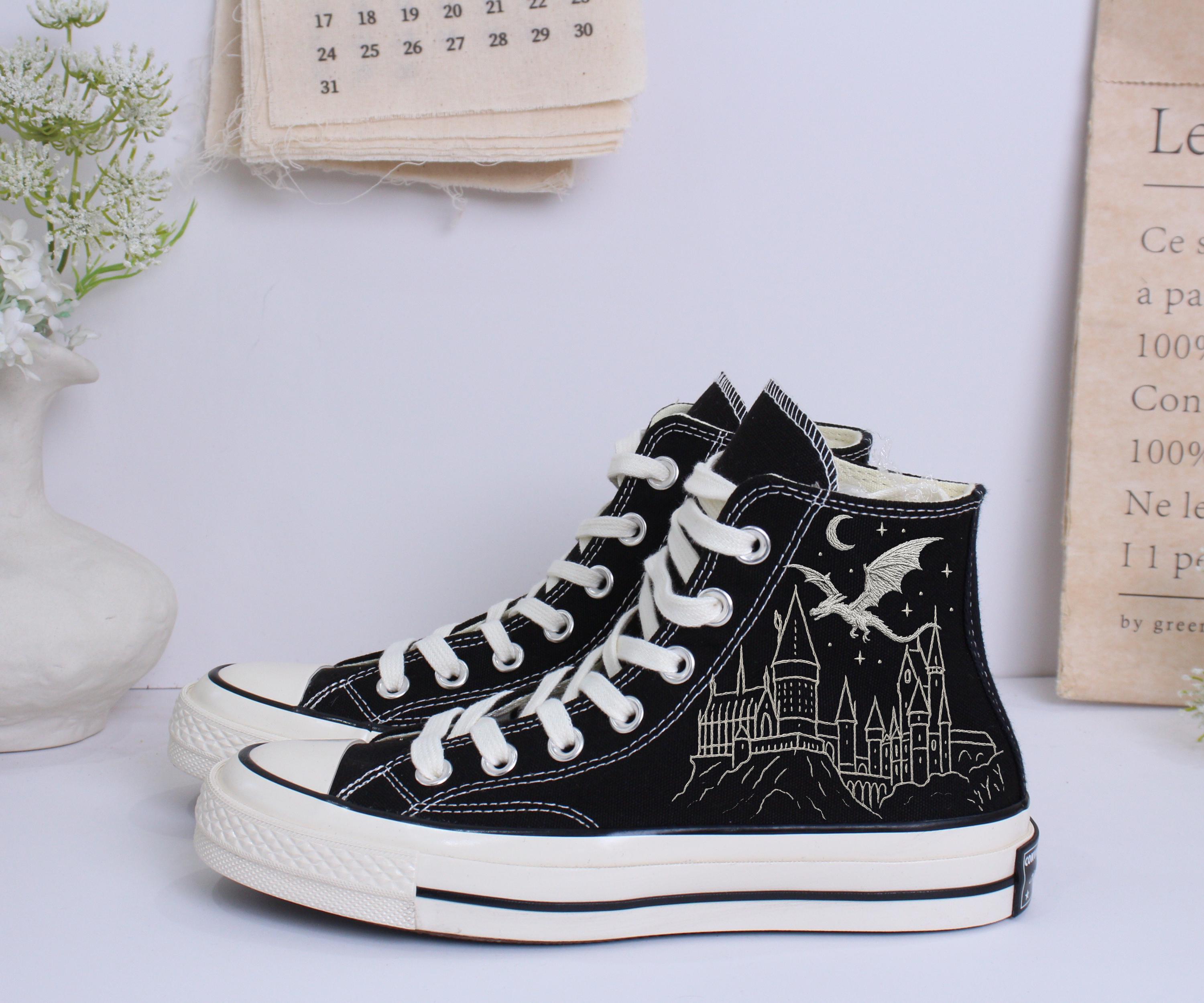 Embroidered Dragon Converse Chuck Taylor: Custom Wizard Converse - Etsy