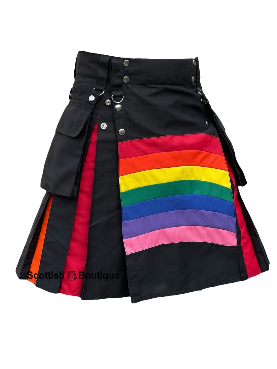 Men's Rainbow Pride Kilt in Colorful Pleats Fashion Hybrid Kilt Sizes ...