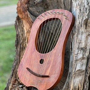 Rosewood Lyre Harp 10 Strings Piping Design Lyre Harp With Free Strings ...
