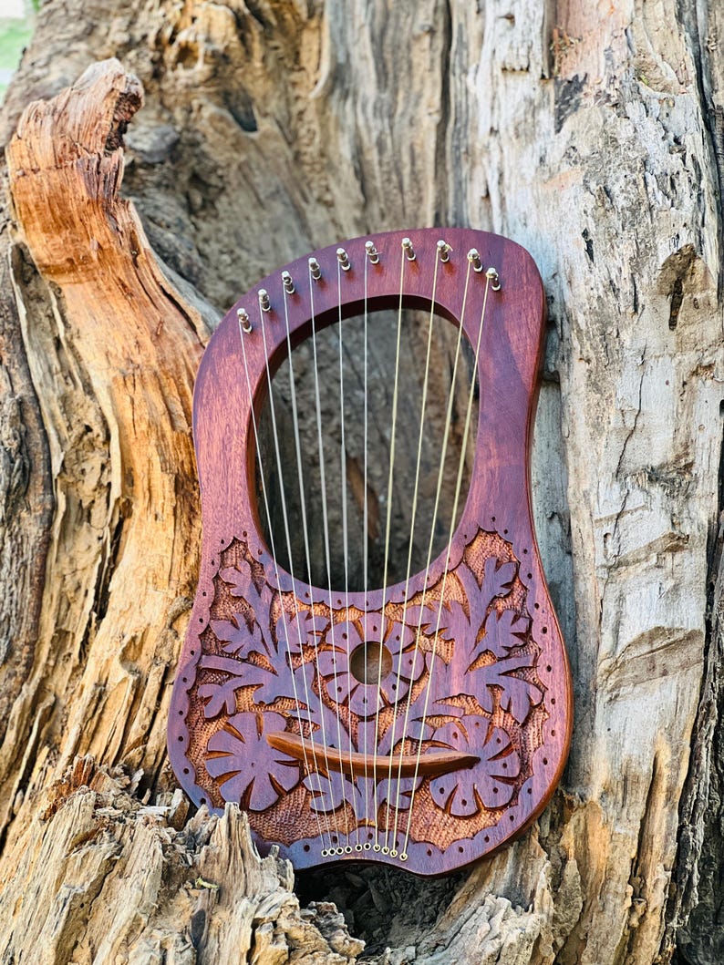 Rosewood Flower Lyre Harp 10 Strings Lyre Harp With Free Strings Bag ...